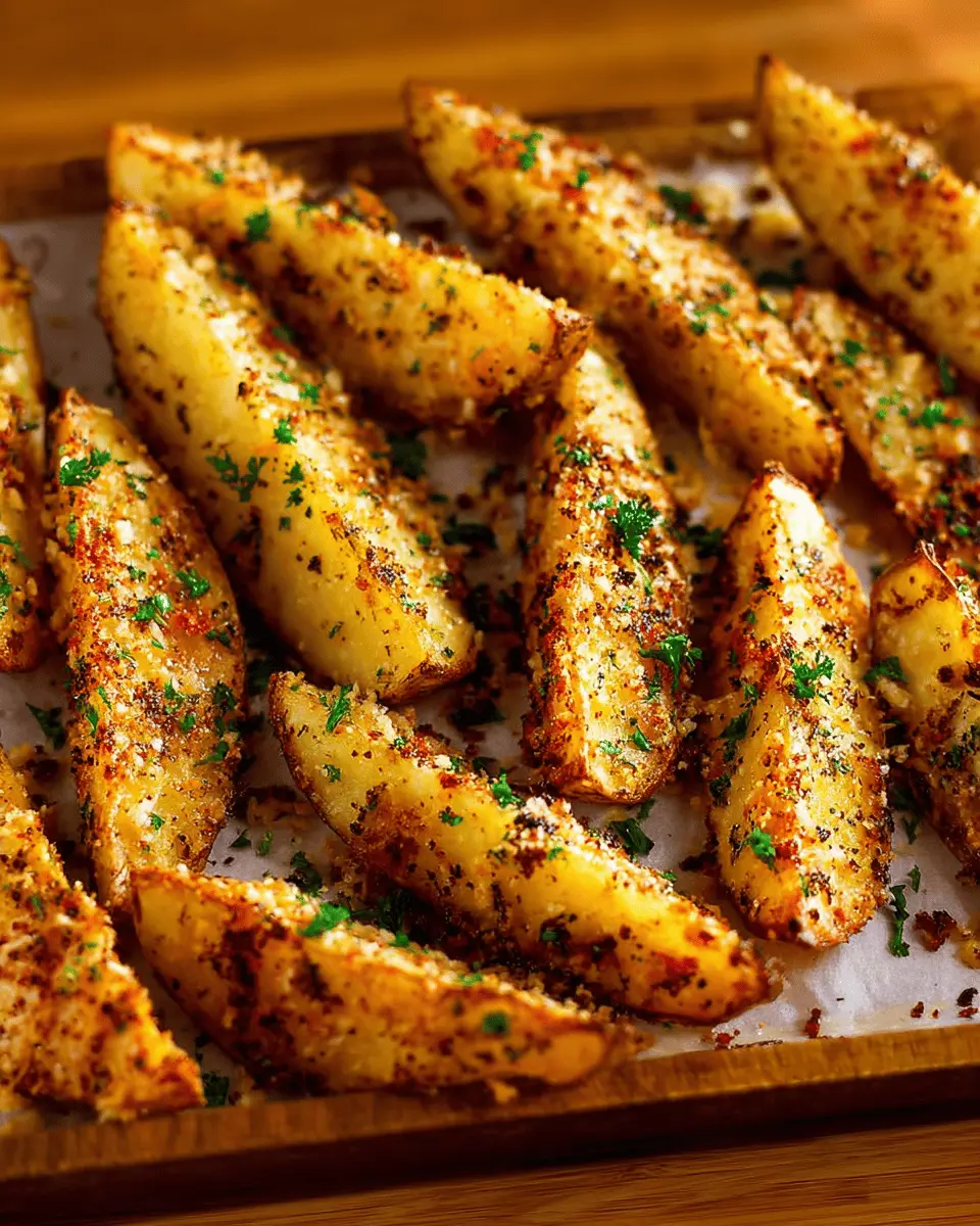 baked garlic parmesan potato wedges