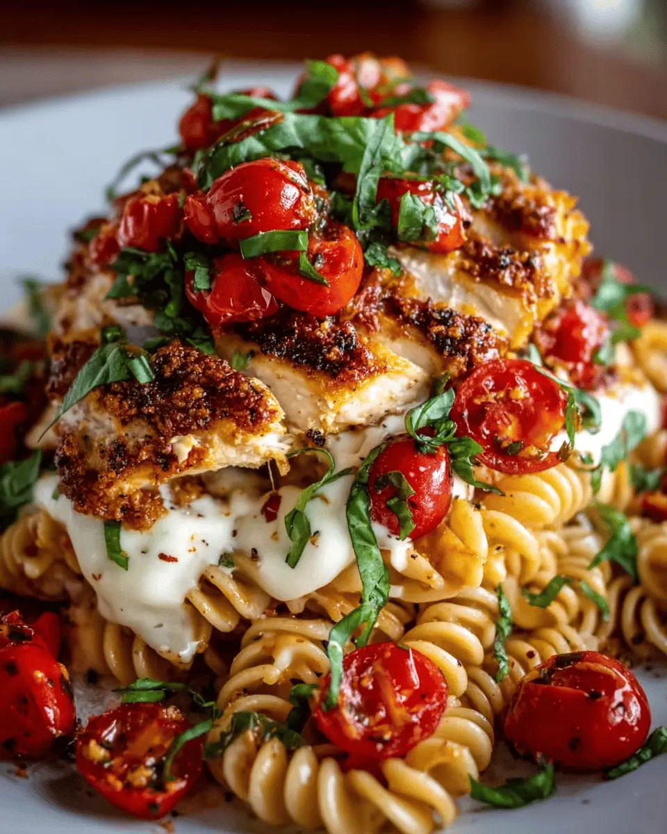 Bruschetta Chicken Pasta Stack