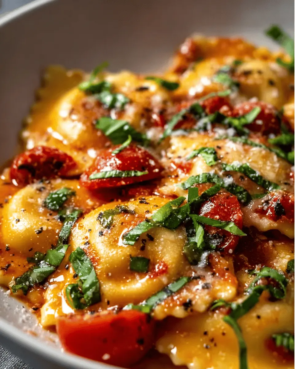 creamy tomato basil ravioli