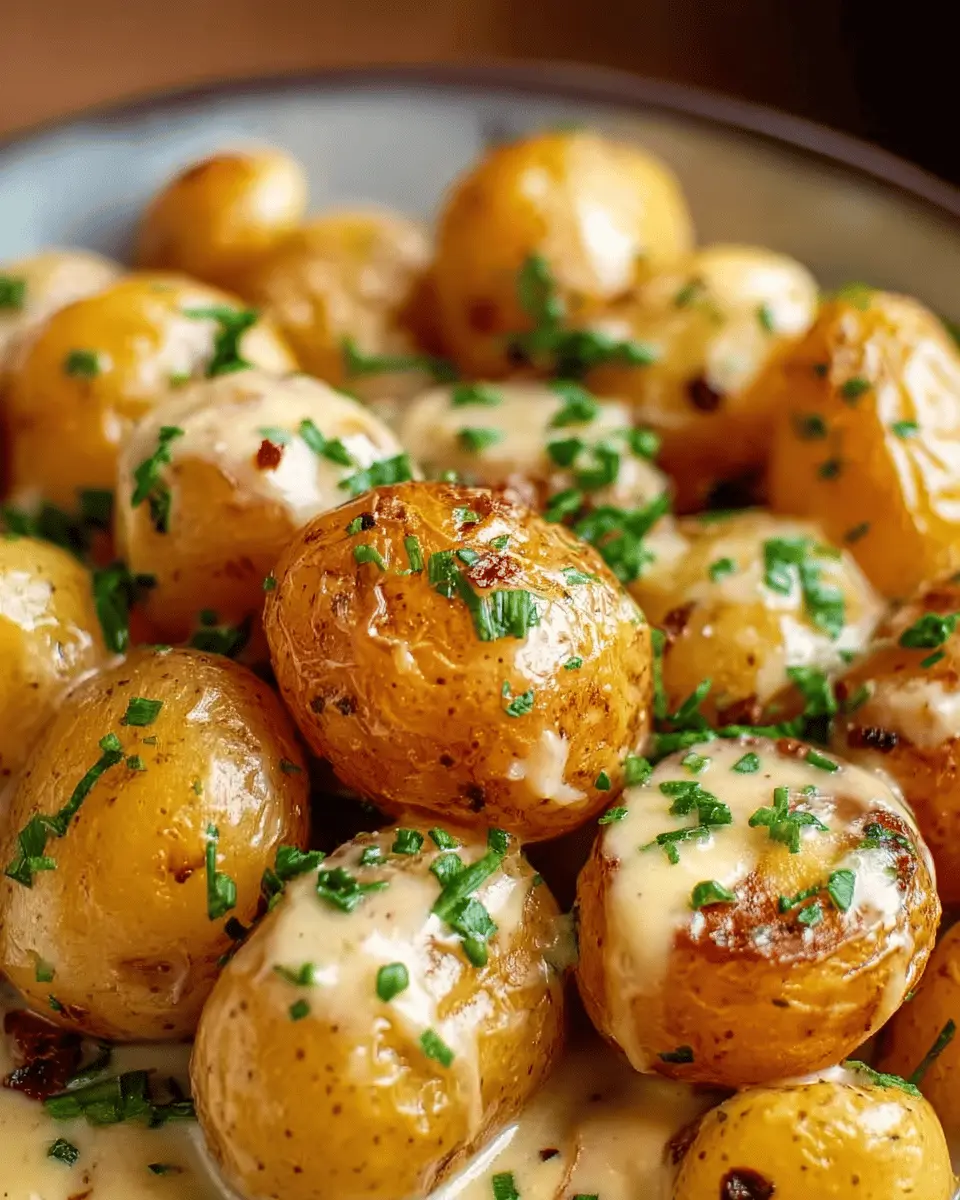 creamy garlic sauce baby potatoes