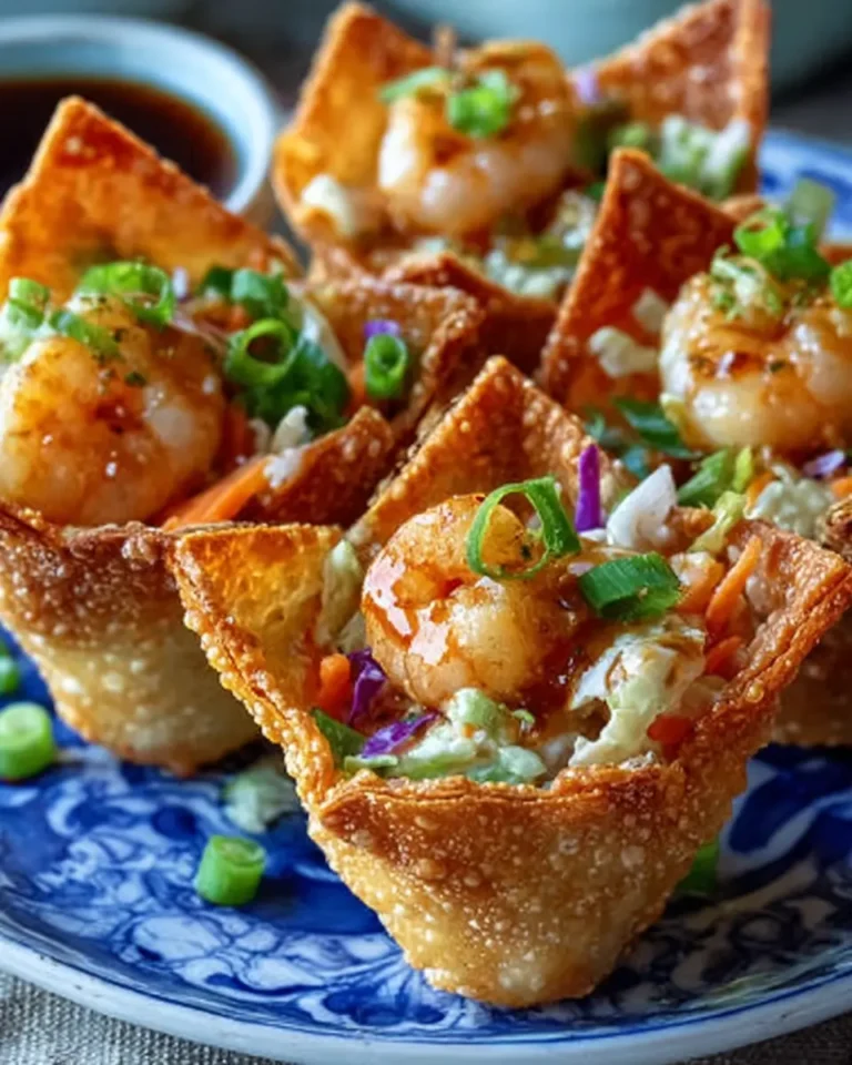 crispy shrimp salad wonton cones