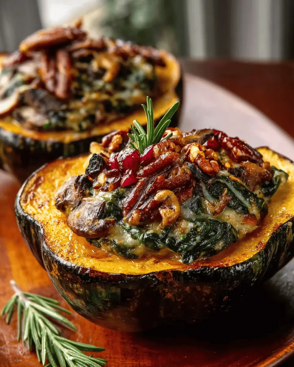 mushroom spinach stuffed acorn squash