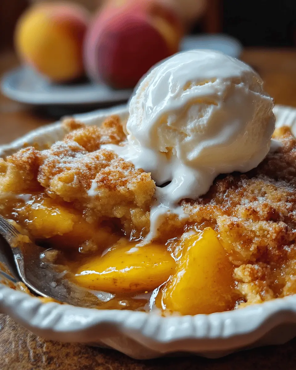 buttery vanilla peach cobbler