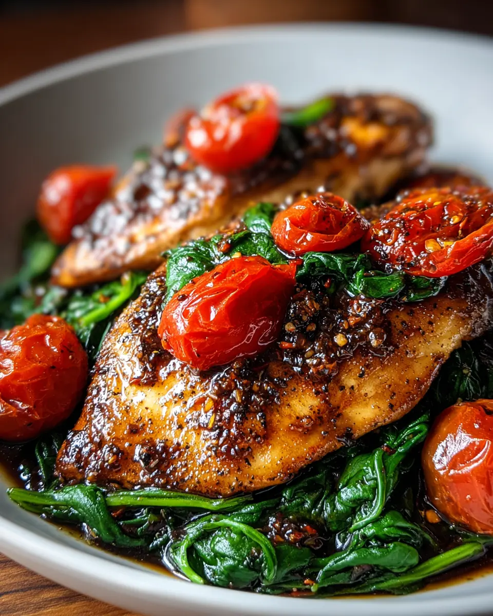 Balsamic Chicken with Spinach and Tomatoes