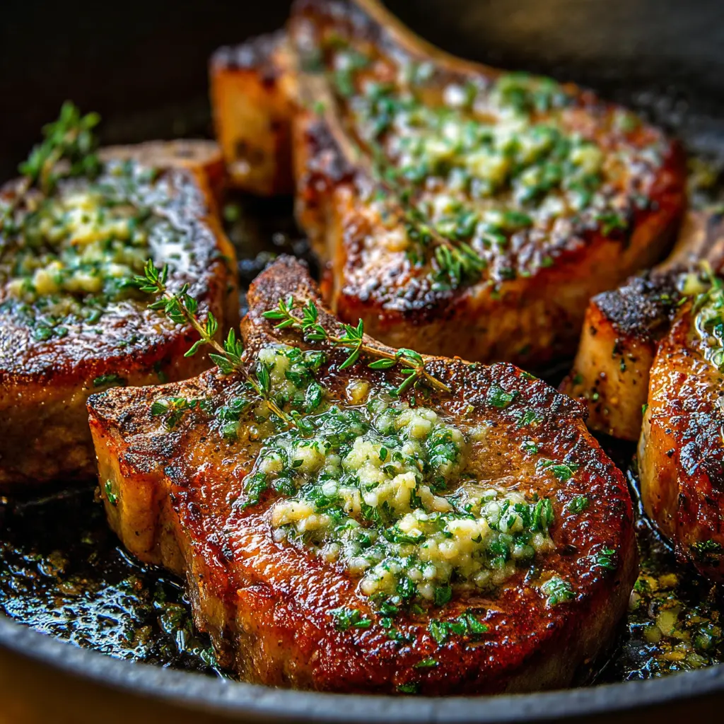garlic butter pan-seared beef chops