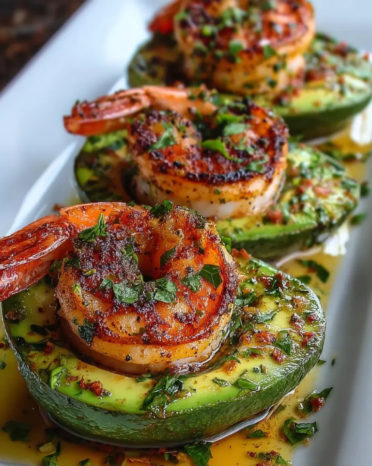 seared shrimp stuffed avocados
