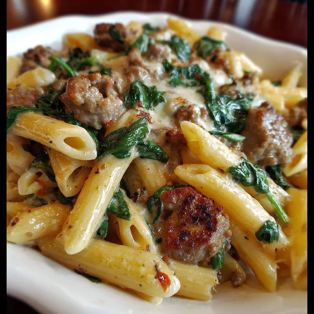 Creamy Garlic Butter Beef Penne