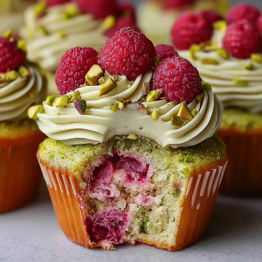 Fluffy Raspberry Pistachio Cupcakes
