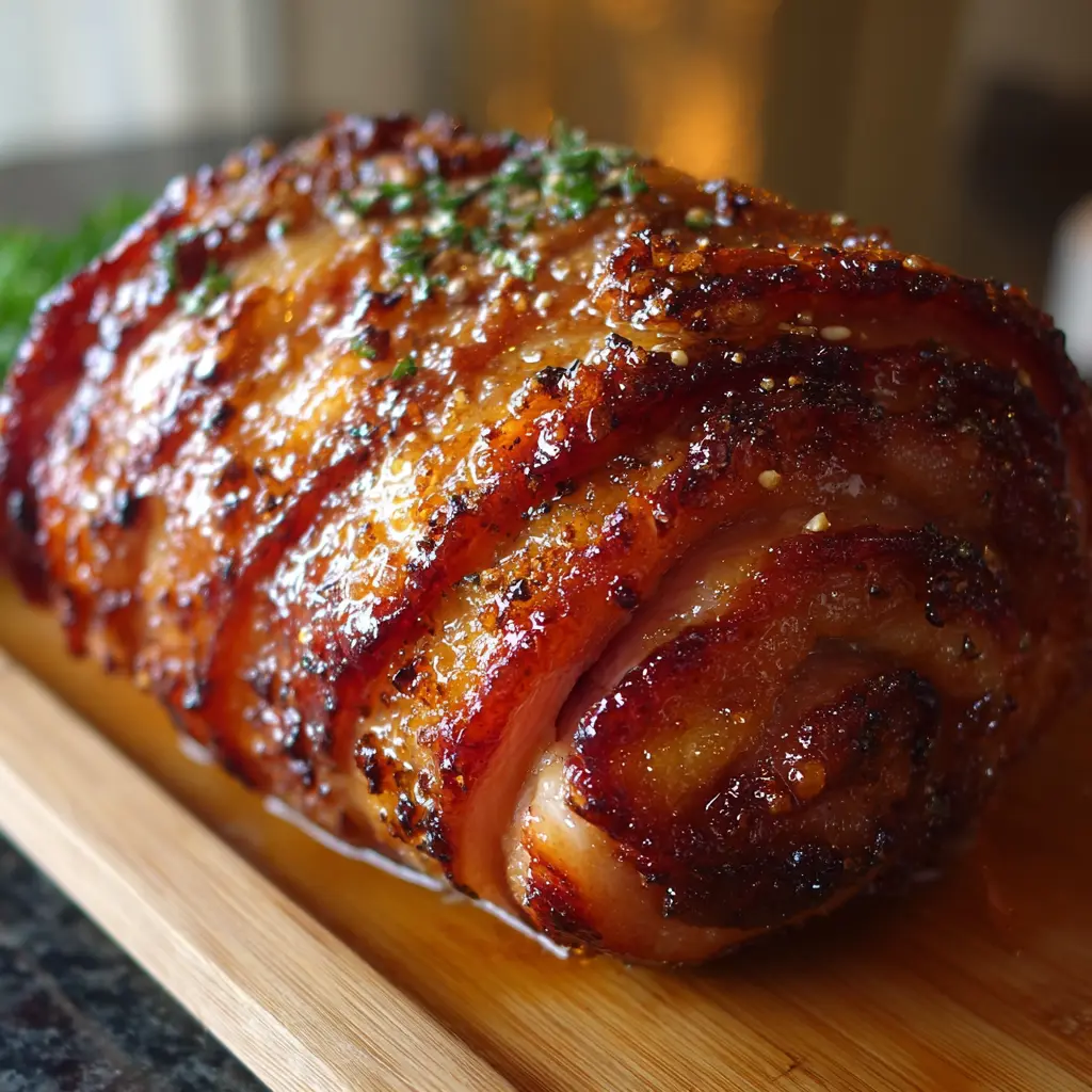 Tasty Mustard Glazed Spiral Chicken Ham