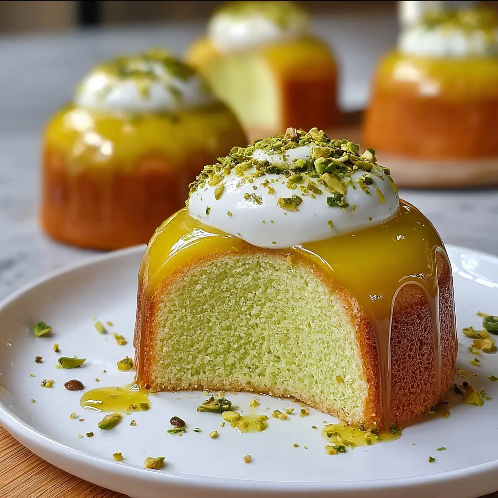 elegant pistachio sponge cakes
