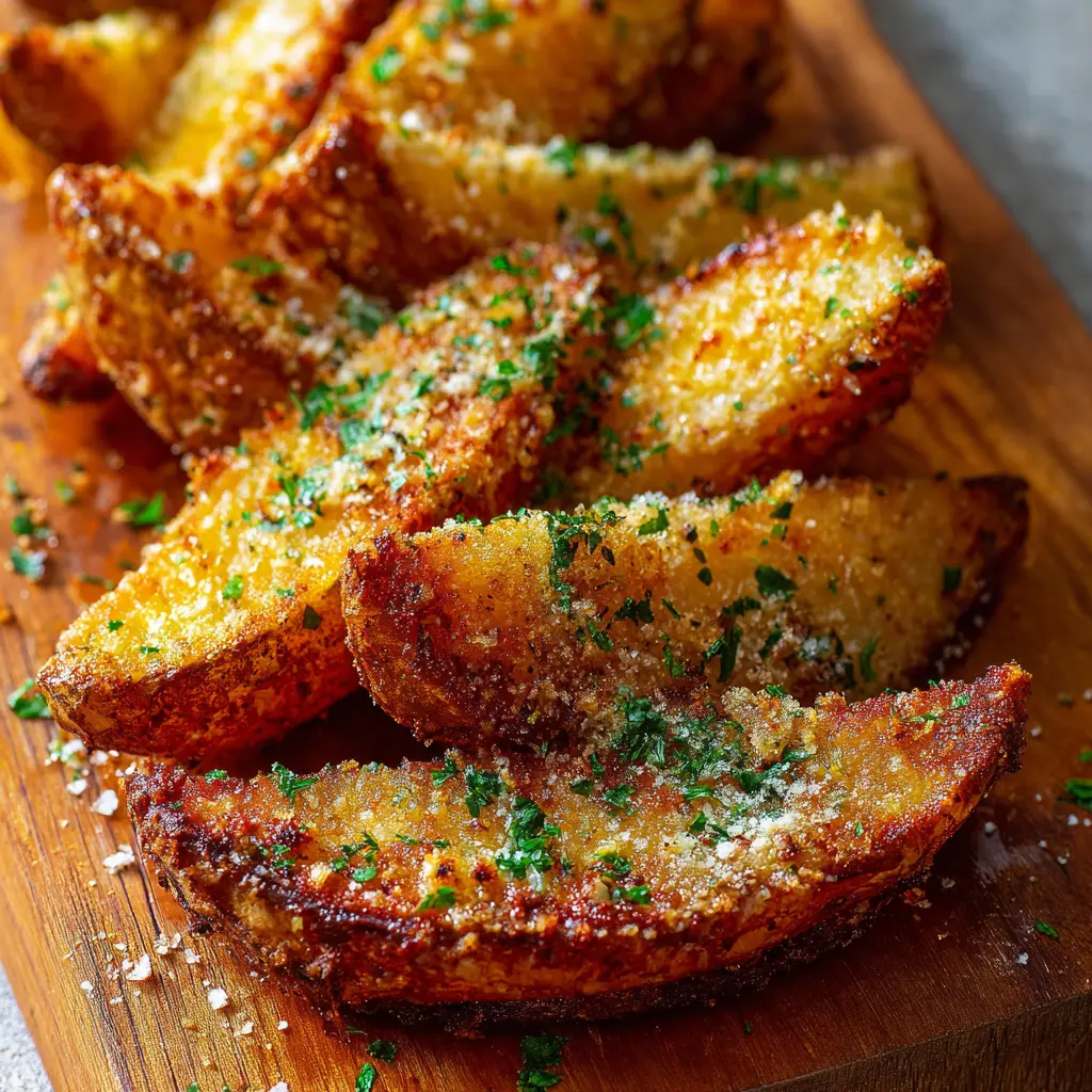 crispy garlic parmesan potato wedges