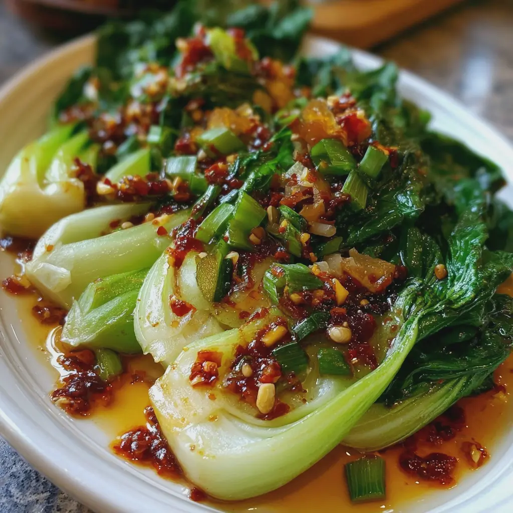 baby bok choy with easy garlic chili sauce